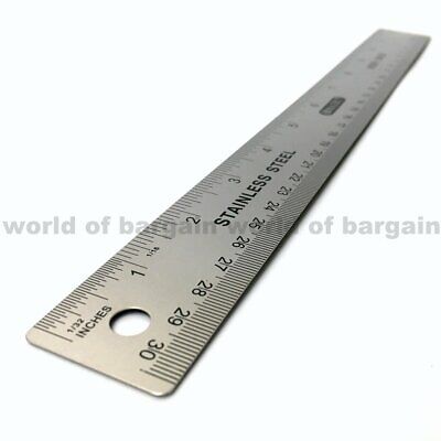 12 inch METAL RULER Stainless Steel Straight Edge Drawing Cutting Non ...