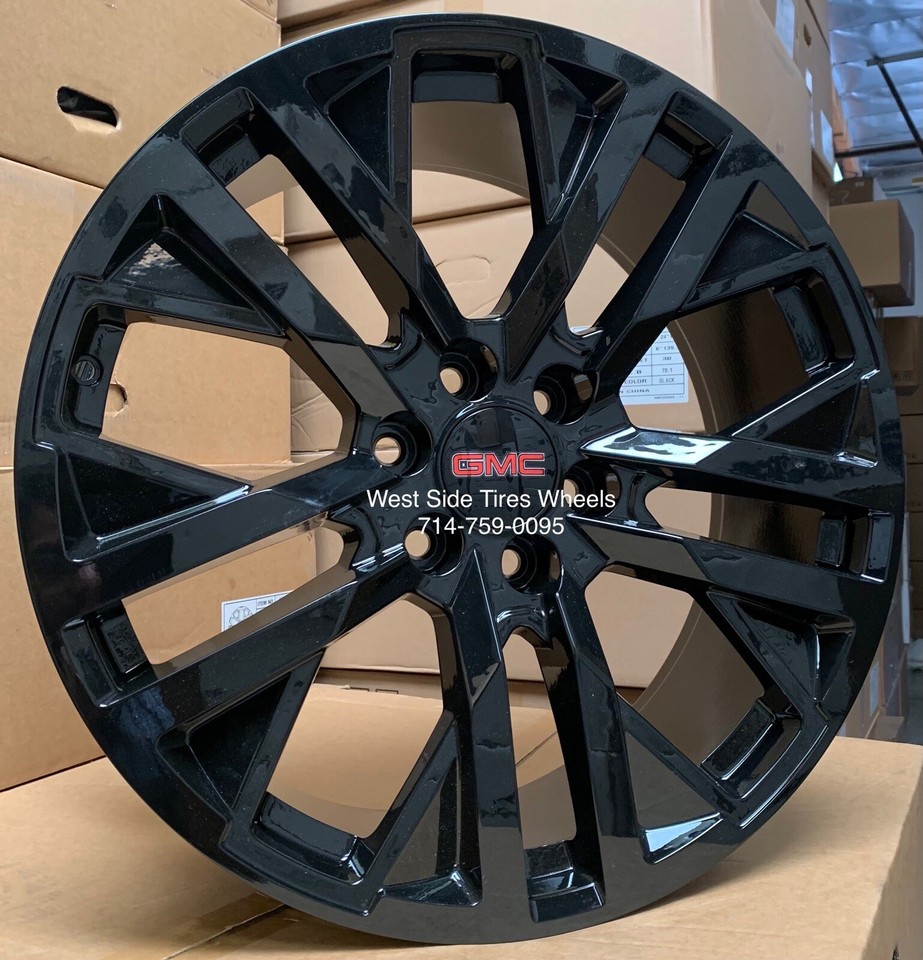 24” GMC SIERRA YUKON CARBON PRO BLACK WHEELS CHEVY TAHOE SILVERADO ...