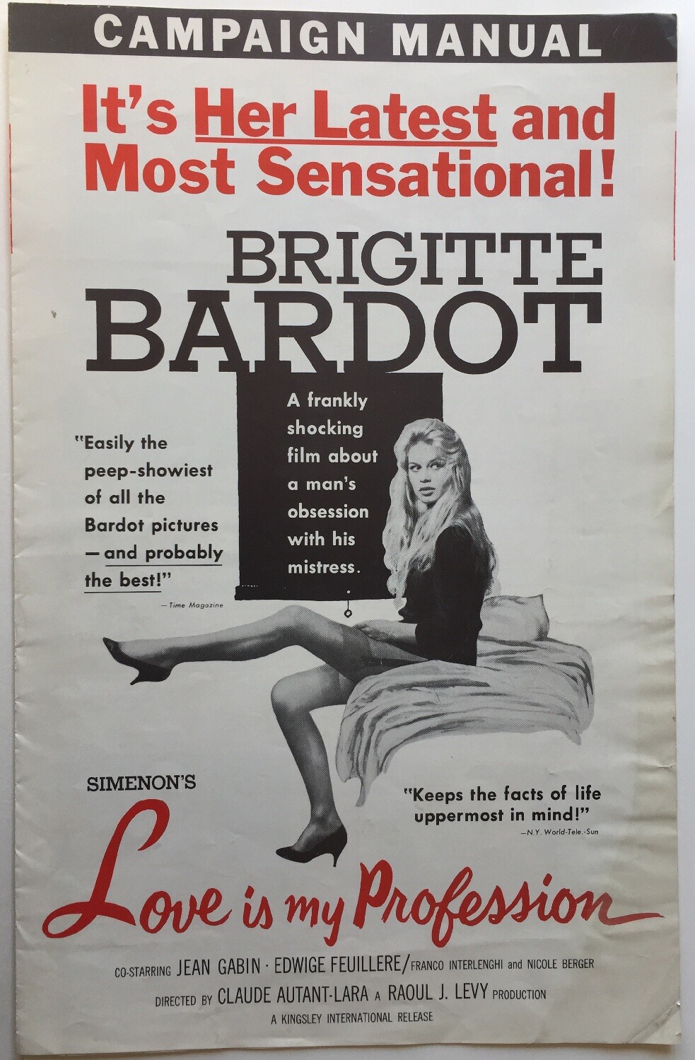 1958 Love Is My Profession Original Movie Pressbook Brigitte Bardot | eBay