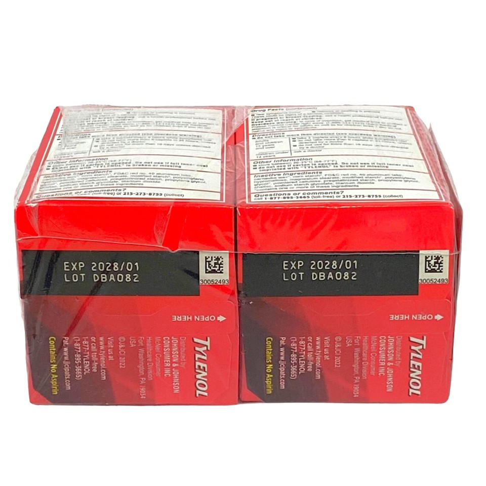 Tylenol Extra Strength 500 mg 200 Caplets Acetaminophen January 2028 ...