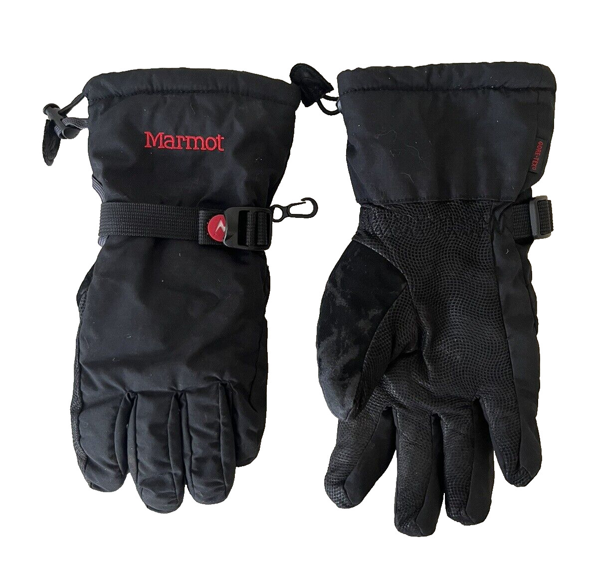MARMOT BLACK PRIMALOFT LEATHER NYLON SKI WINTER GLOVE… - Gem