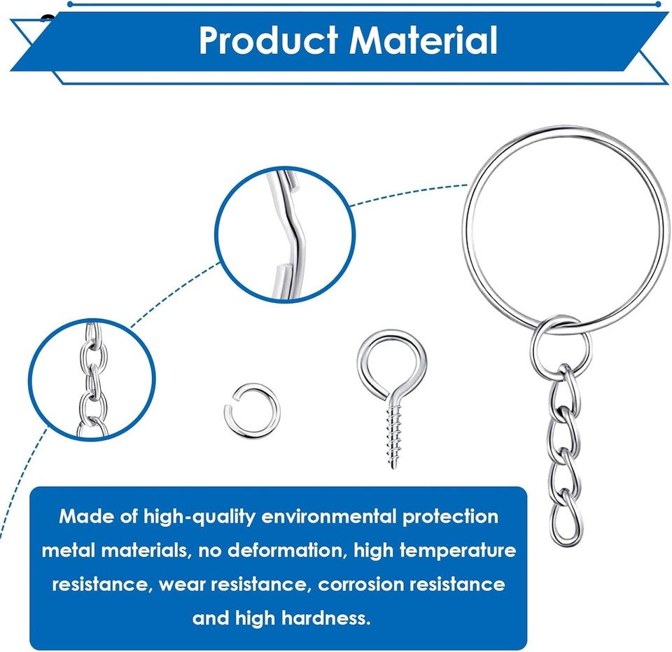 420Pcs 1" 25mm Keychain Making Kit, Including 140Pcs Keychain Rings ...