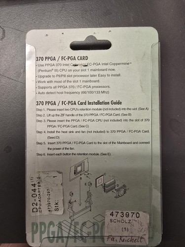 370PPGA REV:1.0 CPU SOCKET 370 TO BOARD SLOT 1 ADAPTER FC PGA CARD NEW ...