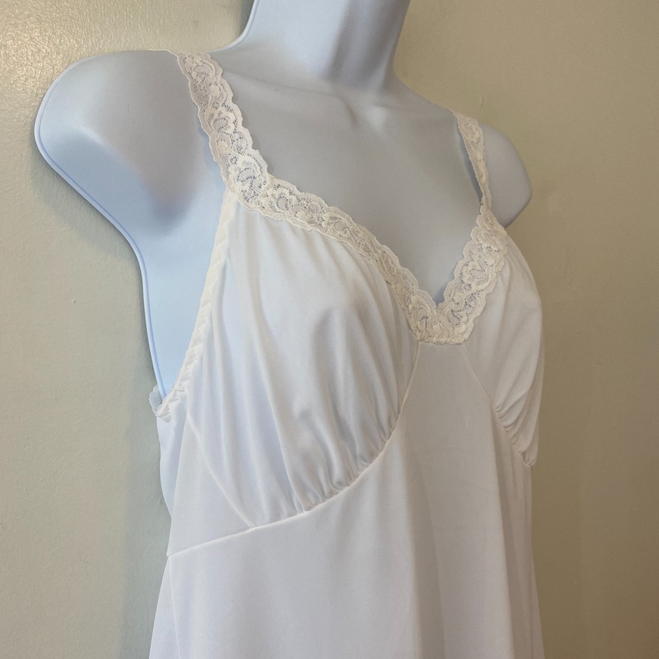 Vintage Shadowline White Nightgown Slip Womens 36 Nylon | eBay