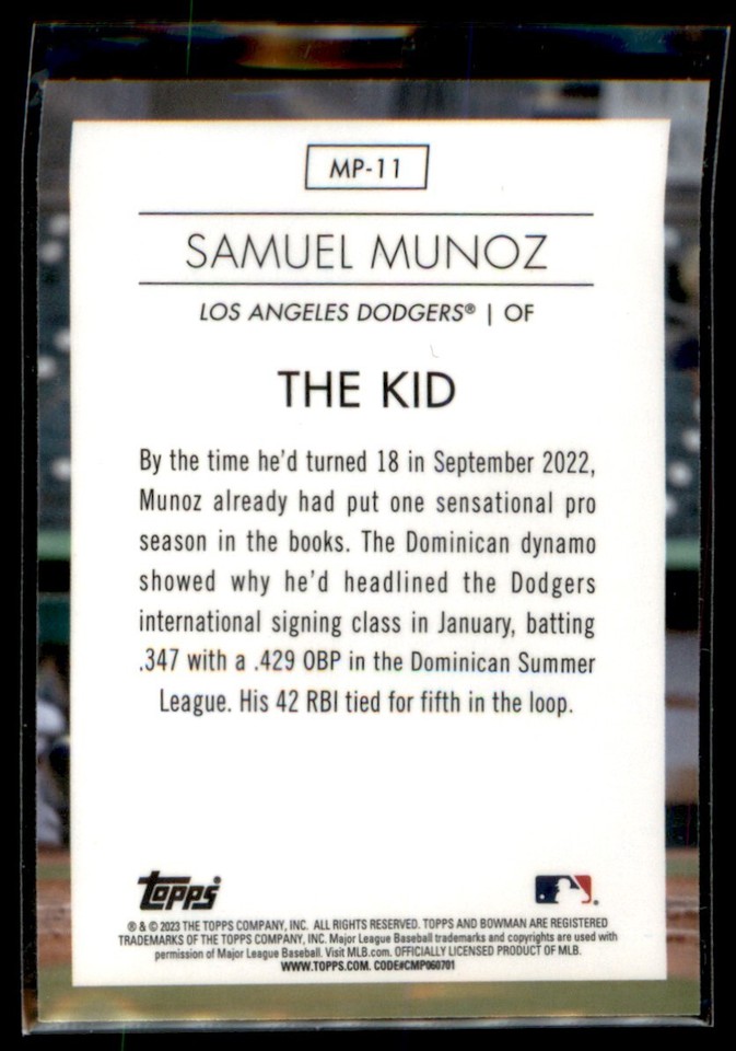 2023 BOWMAN MODERN PROSPECTS SAMUEL MUNOZ LOS ANGELES DODGERS #MP-11 | eBay