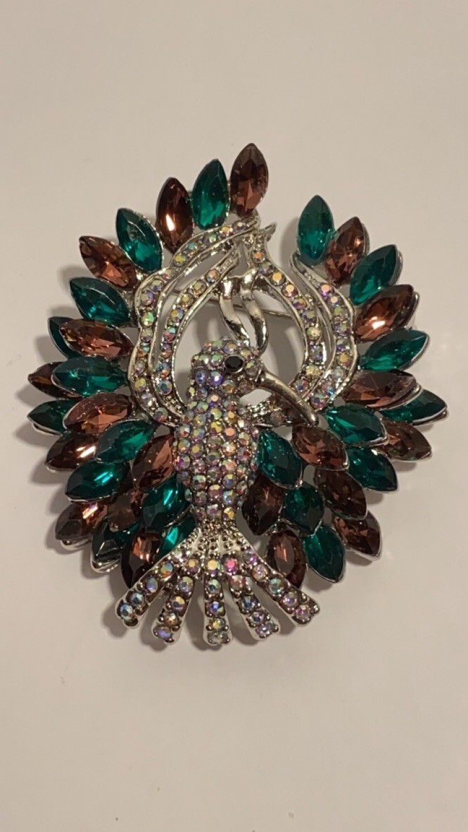 Green Purple AB Rhinestone Bird Phoenix Brooch Pin or Pendant | eBay.de