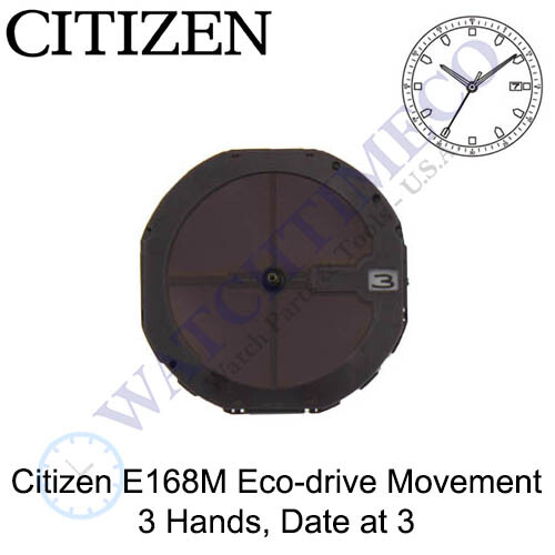 Genuine Citizen E168 Watch Movement Eco-Drive 3 Hands, Date at 3 Solar ...