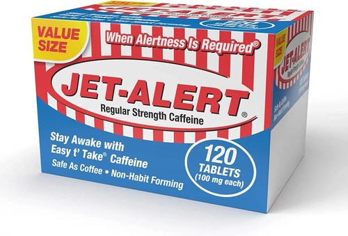 Jet Alert Stay Awake Caffeine Tablets 100 mg 120 Count Each-Exp 10/2028 ...