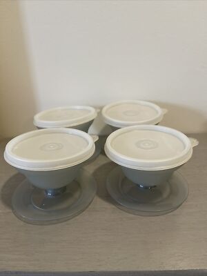 4 Vintage Tupperware Pudding Parfait Jello Dessert Cups/Lids 754-5 Very ...