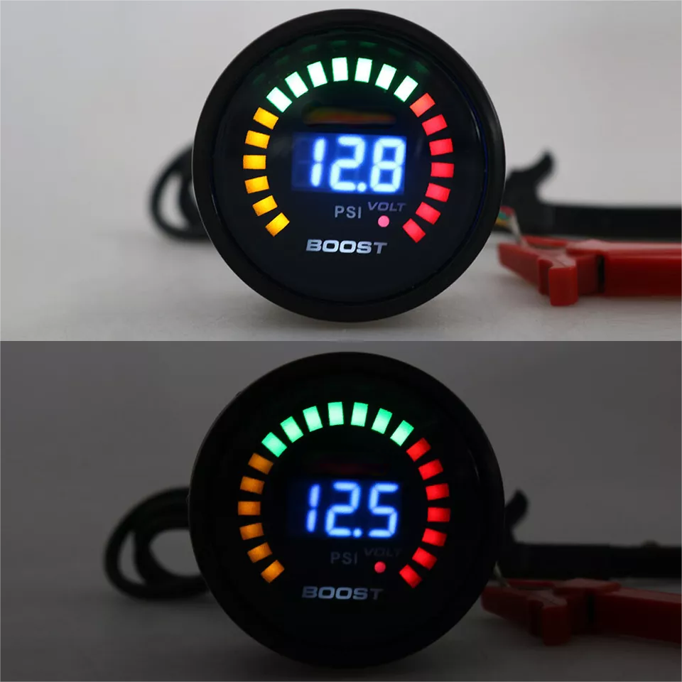 2''52mm Car Digital Analog LED Turbo Boost Gauge Pressure Meter Psi ...