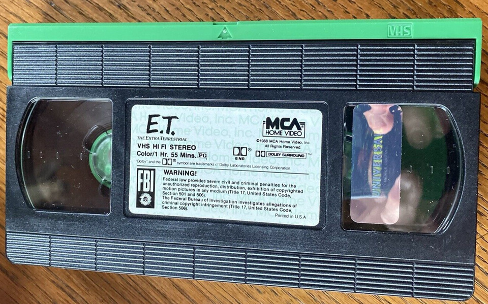 E.T. The Extra-Terrestrial VHS | Rare Green Tab Edition! Dolby Surround ...