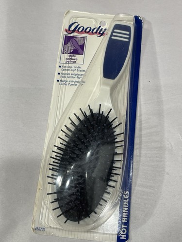 Goody Hot Handles Cushion Hair Brush Smoothing Styler Blue Grip Smooth ...