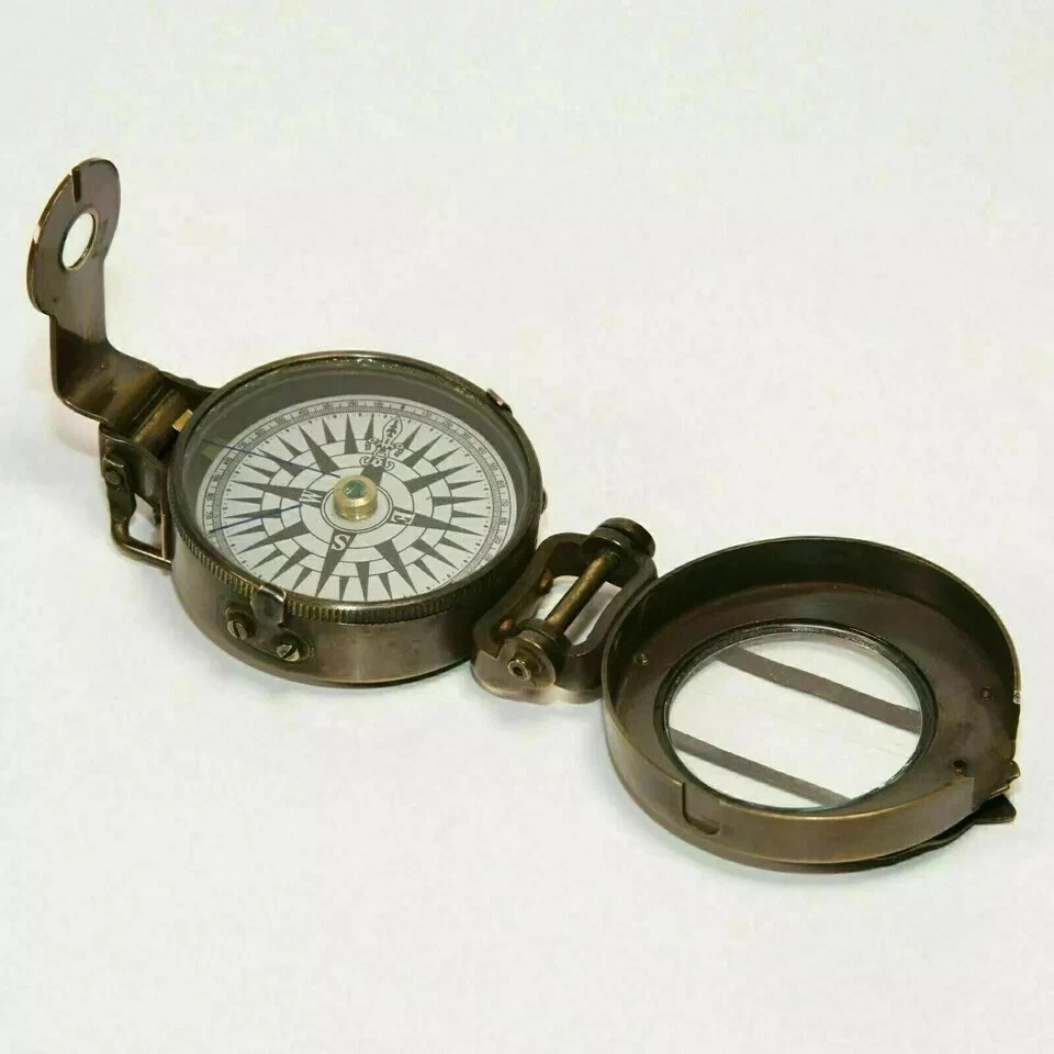 2" Compass Handmade Nautical Antique Brass Vintage WWII Military Pocket ...