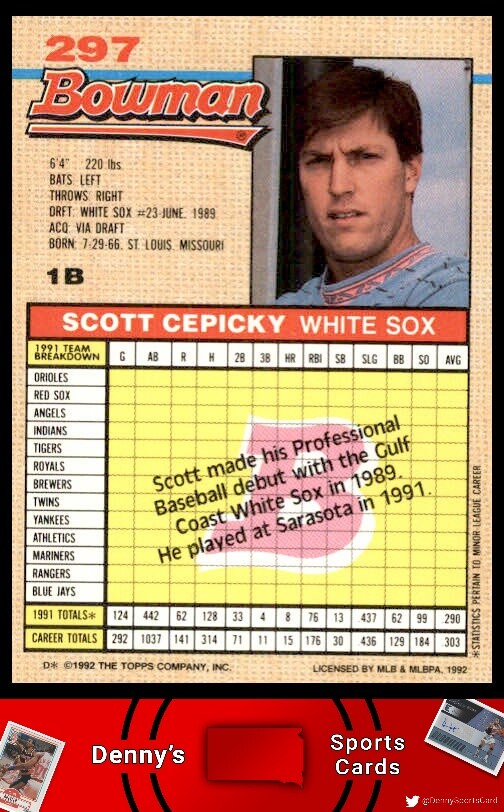 1992 Bowman #297 Scott Cepicky Chicago White Sox Baseball Card | eBay