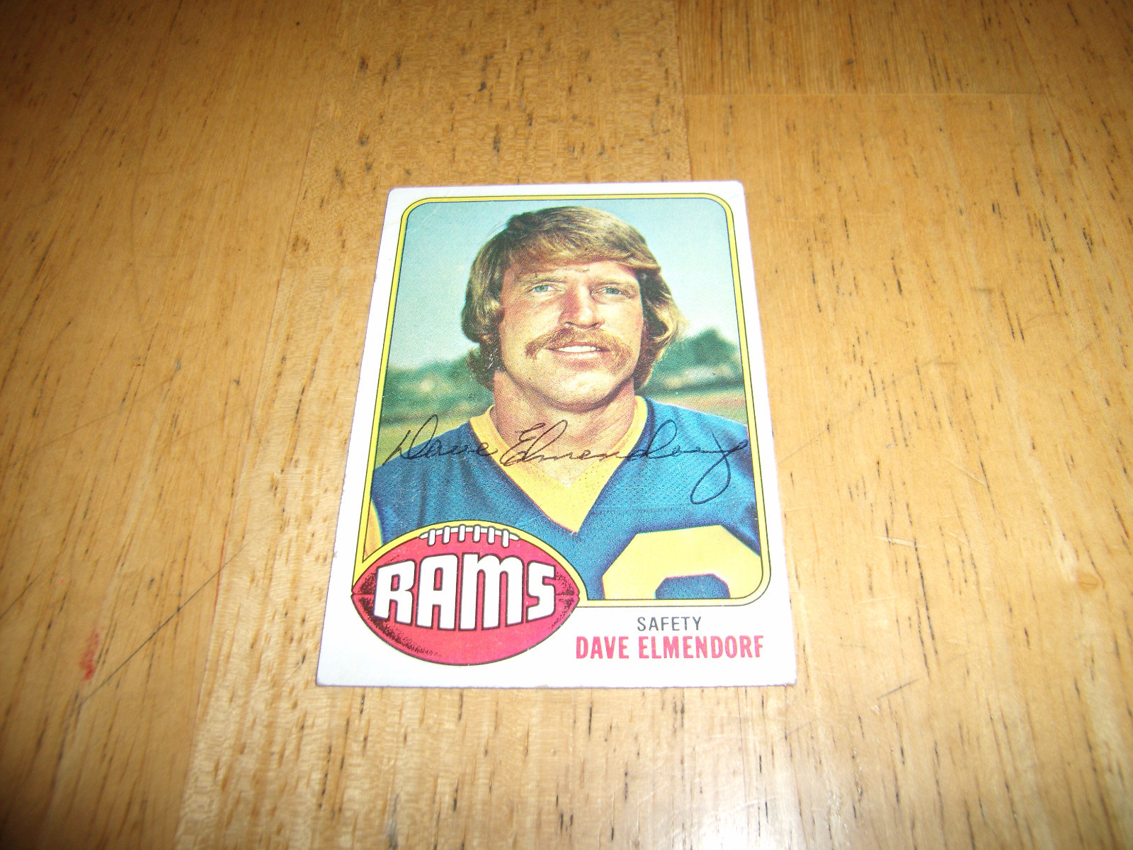 DAVE ELMENDORF AUTOGRAPHED FOOTBALL CARD 1976 TOPPS #196 LOS ANGELES ...
