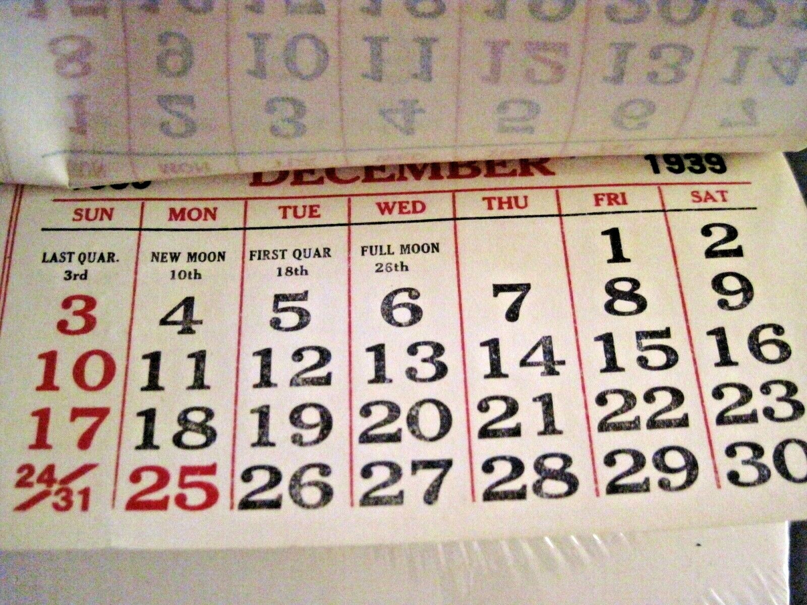 1939 Ad Calendar "Fred W.Huber General Merchandise" Girl & Two Cute ...