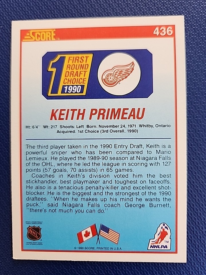 1990-91 Score Red Wings Hockey Card #436 Keith Primeau RC Rookie | eBay
