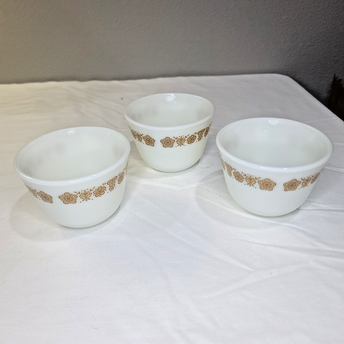 3 Vintage 70s Pyrex Butterfly Gold Milk Glass Coffee Tea Cup Mugs | eBay UK
