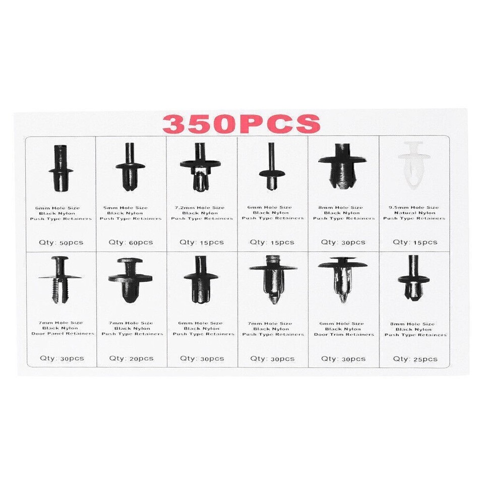 350x/Pack Car Plastic Push Pin Rivet Fasteners Trim Moulding Clips ...