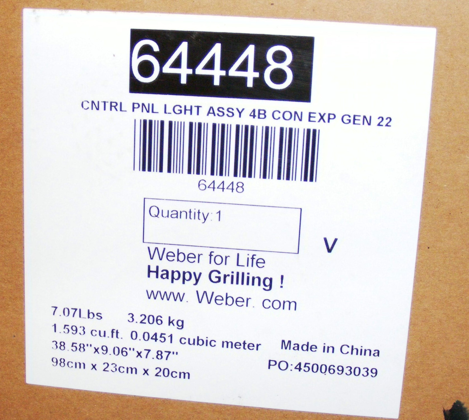 Weber Control Panel Light Assembly Connect 4B Genesis 64448 *Neu OVP ...