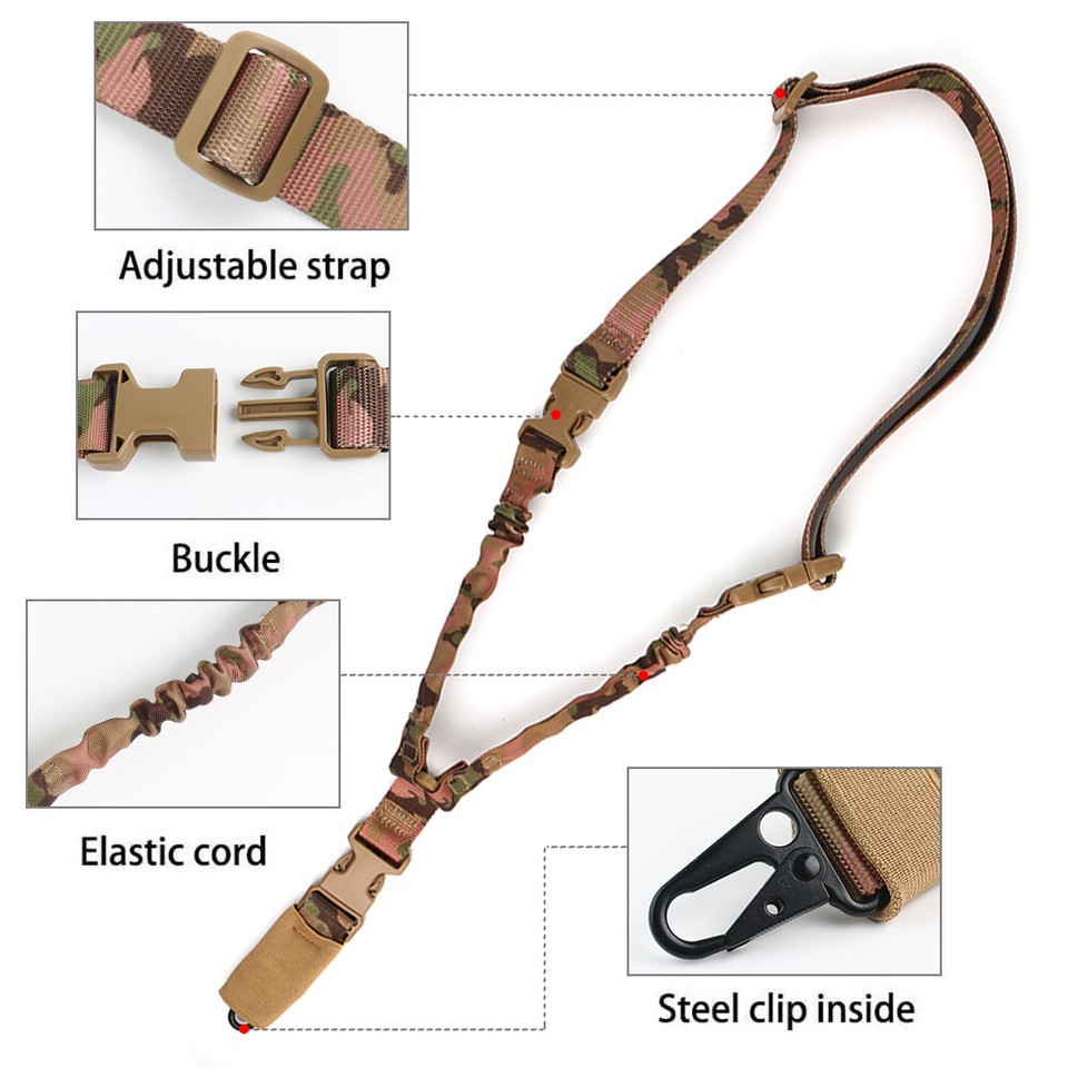 Tactical Single One Point Bungee Gun Rifle Sling Strap with HK Clip ...
