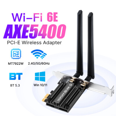WiFi 6E MT7922 Desktop PCIe WiFi Card Tri-Band 5400Mbps BT5.3 Network ...