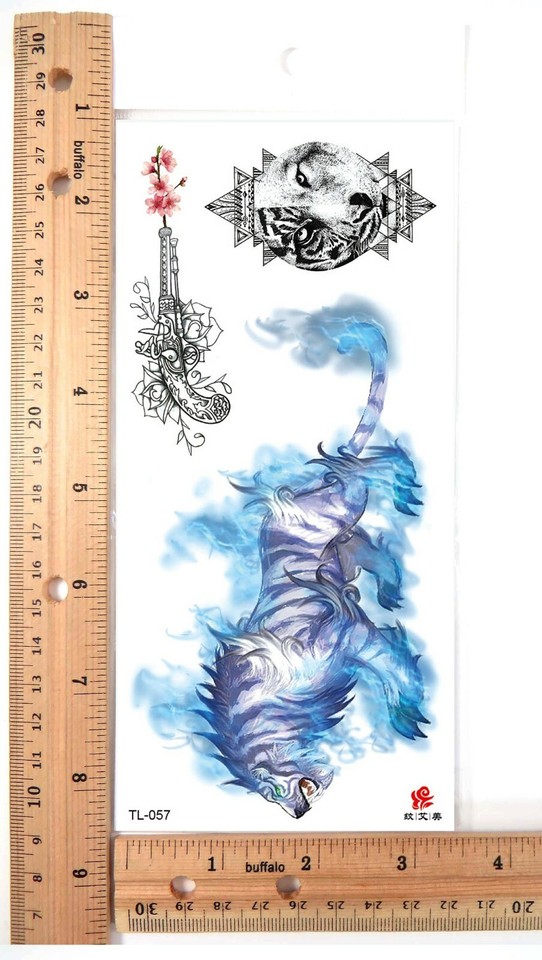 ankle ribs back wild animal tiger handgun temporary tattoo | eBay