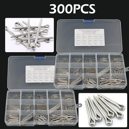 2x 150Pcs 15 Kinds Stainless Steel Split Cotter Pins Assortment Kit ...