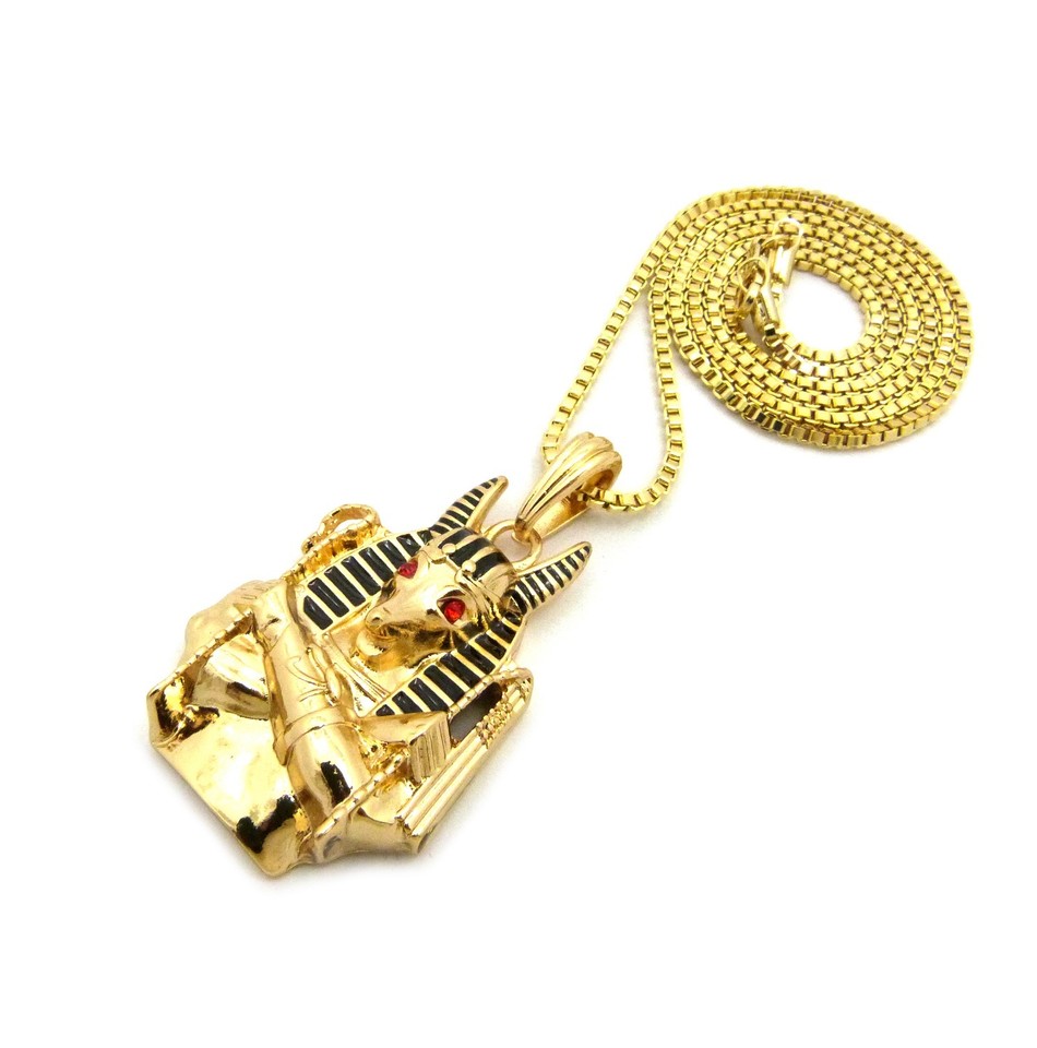 NEW EGYPTIAN ANUBIS PENDANT & 24" BOX/ROPE/CUBAN CHAIN HIP HOP NECKLACE ...