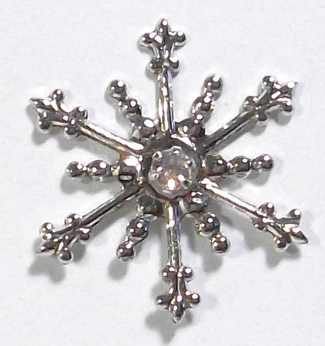 Christmas Snowflake Lapel Pin With a Crystal Stone by OSC in Silver ...