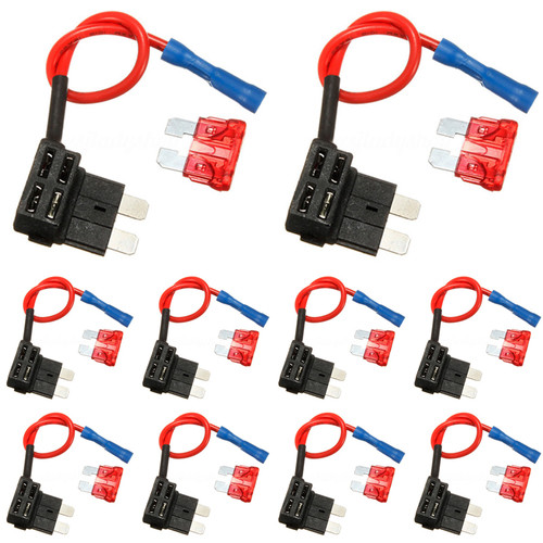10 Sets Car Add-A-Circuit Fuse TAP Adapter Fuse Holder with 10A ATO ATC ...