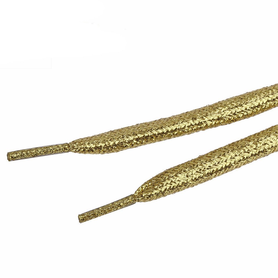 Shiny Gold Silver Shoelaces Sparkly Glitter Flat Shoelaces Shoe Laces ...