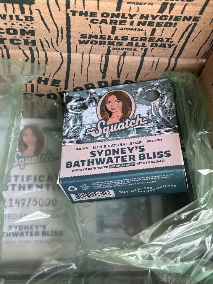 Dr. Squatch Sydney Sweeney Bathwater Bliss Bar Soap LE 5000 - IN HAND COA | eBay