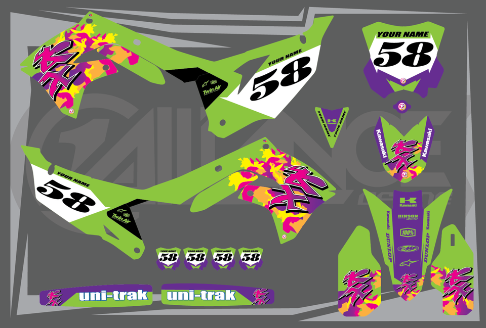 2019 2020 2021 22 KAWASAKI KXF 450 GRAPHICS KIT KX450F KX F 450F RETRO ...