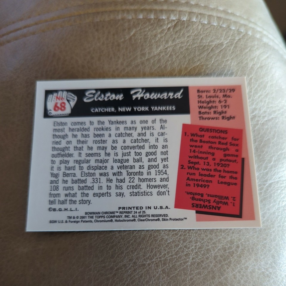 2001 Bowman Chrome Rookie Reprints #24 Elston Howard | eBay