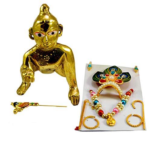 Laddu Gopal Statue Pital Brass Murti with Dress Combo for Kanha Ji ...