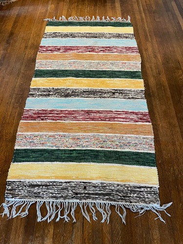 Brilliant Antique Swedish Hand Made Rag Rug (35 x 71 inches) 1930s | eBay