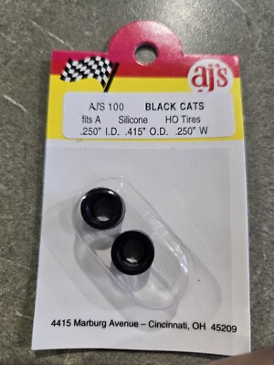 HO Slot Car Tires AJ's BLACK CATS SILICONE TIRE FITS ALL MIKES METALS ...