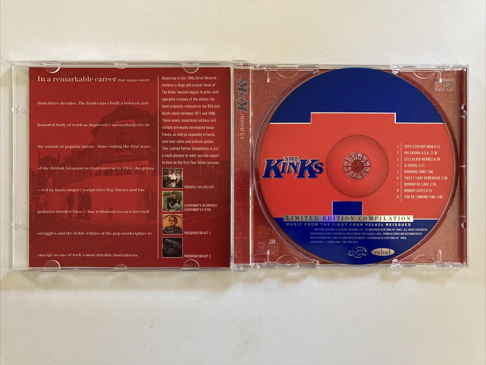 The Kinks Limited Edition Compilation CD - Velvet Reissues - Like New ...