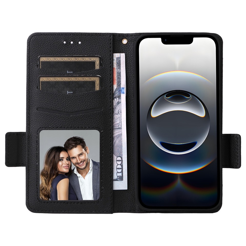 For iPhone 16e, Luxury Wallet Flip Leather Stand Card Slots Soft Case ...