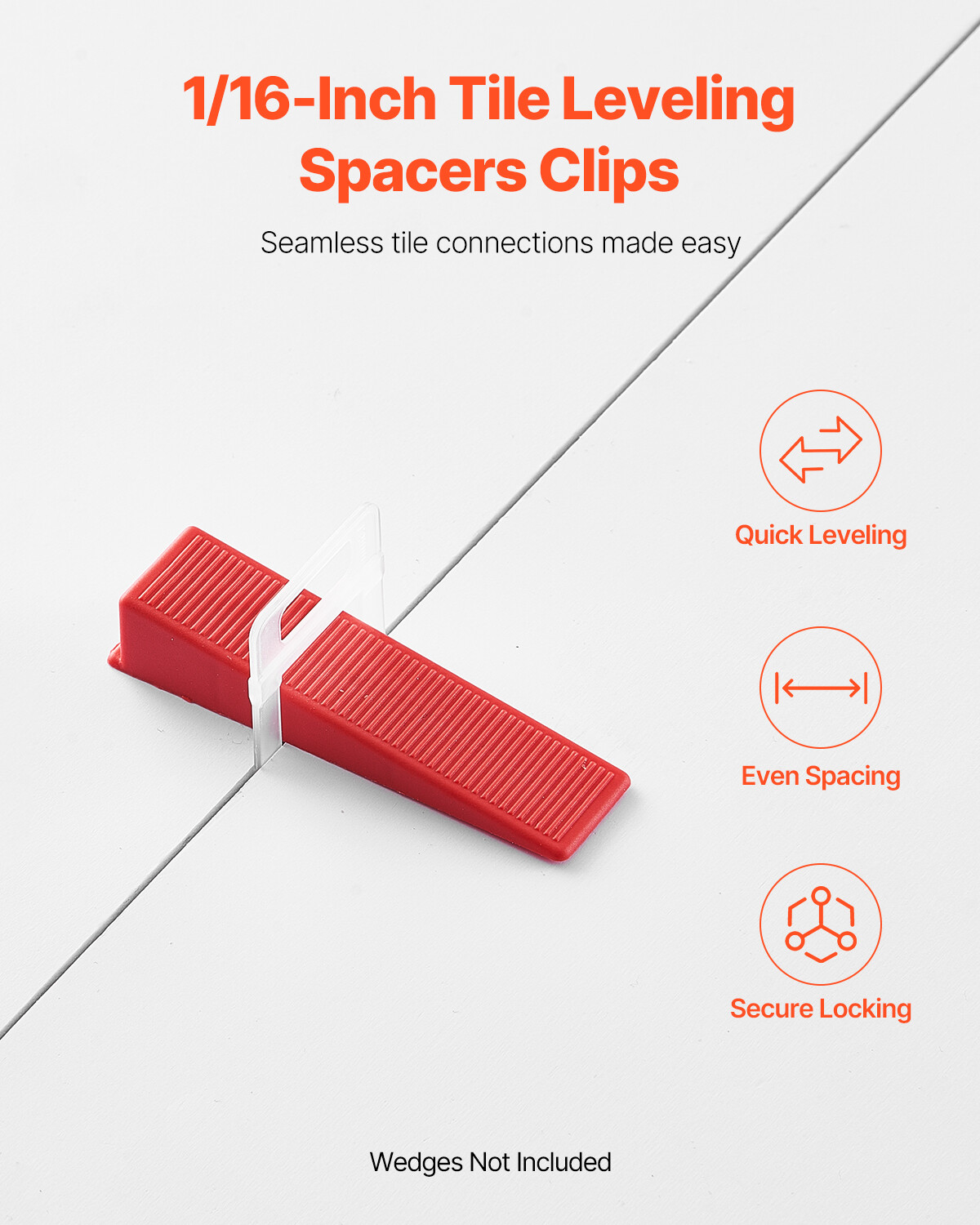 Tile Leveling System Clips 2200PCS 1/16" 1.5mm Floor Wall Spacer Tiling ...