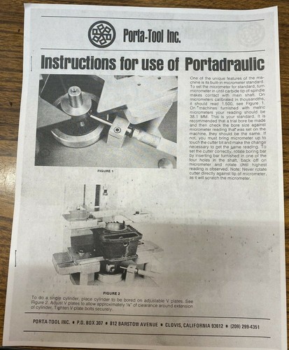 Porta-Tool Portadraulic Cylinder Boring Machine Operating and ...