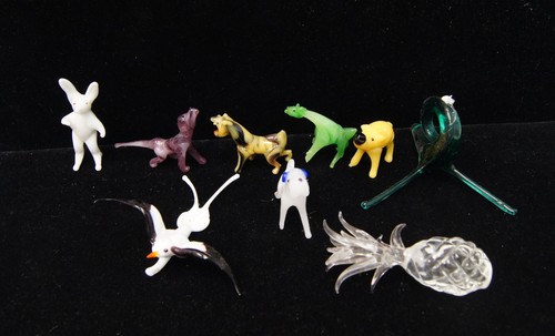 Lot of 9 Very Small Art Glass Figurine/ Objects/ Animals | eBay