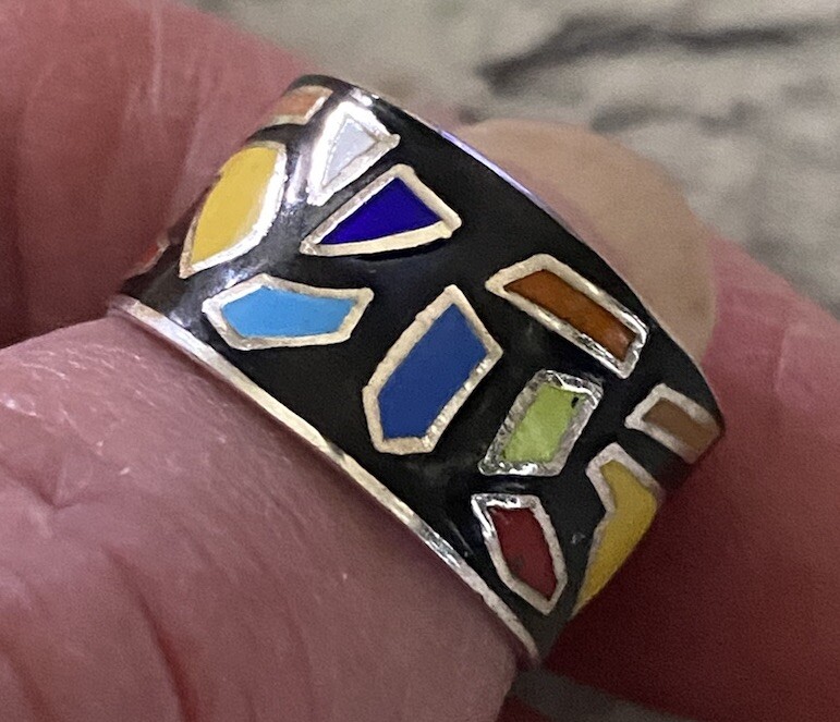 Vintage Sterling Enamel Ring UK - Gem