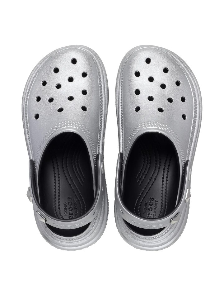 Women Crocs Platform Silver Metallic Shine Clogs Stomp Clogs Size 8 NWT ...