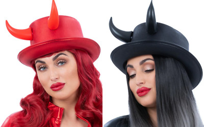 Metallic Devils Hat Adults Halloween Devil Horns Fancy Dress Top Hat | eBay