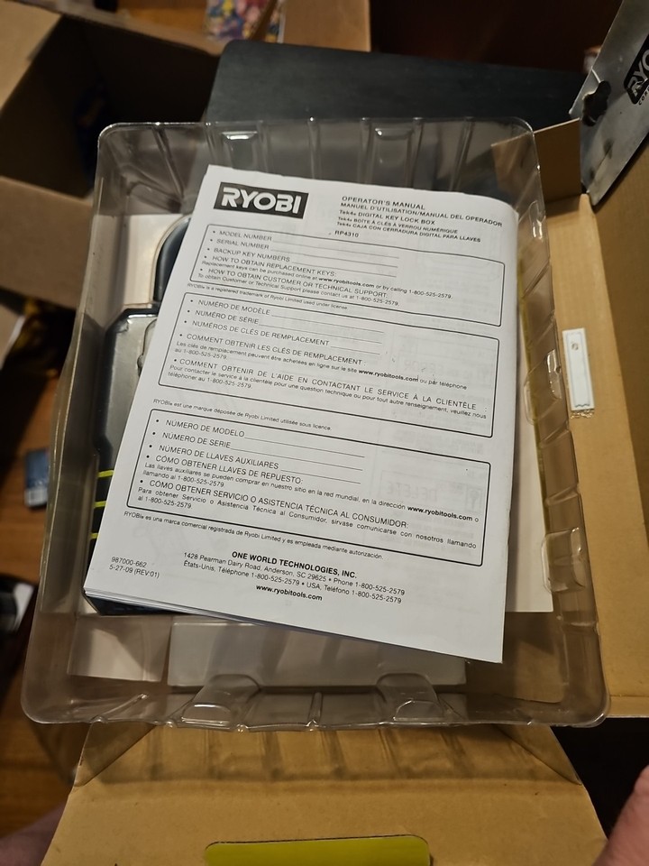 Ryobi Tek 4 Digital Key Lock Box Complete in Box w/ Charger & Battery ...