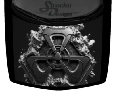 Grayscale Grunge Radiation Warning Sign Truck Hood Wrap Vinyl Car ...