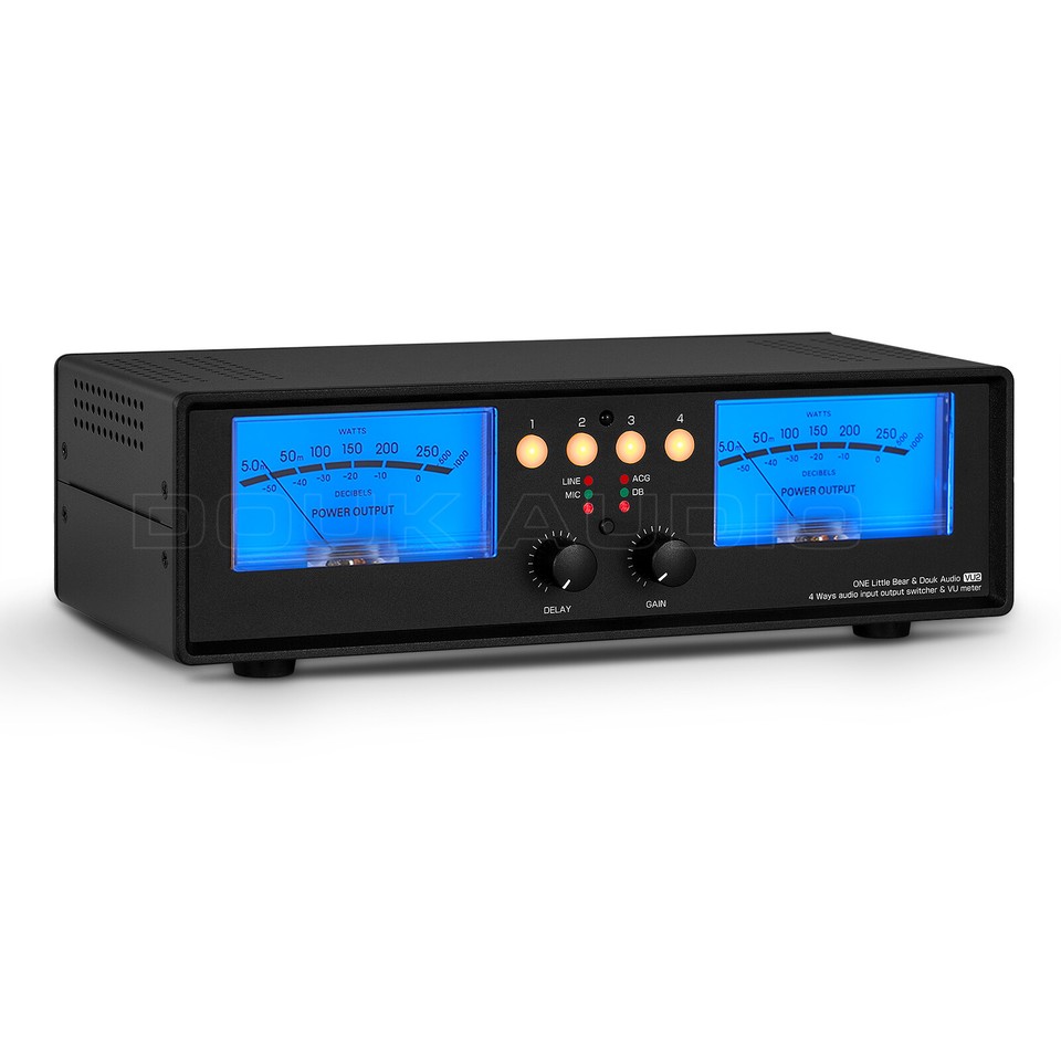 Douk Audio VU2 Dual Analog VU Meter Display 4-way RCA Audio Selector ...