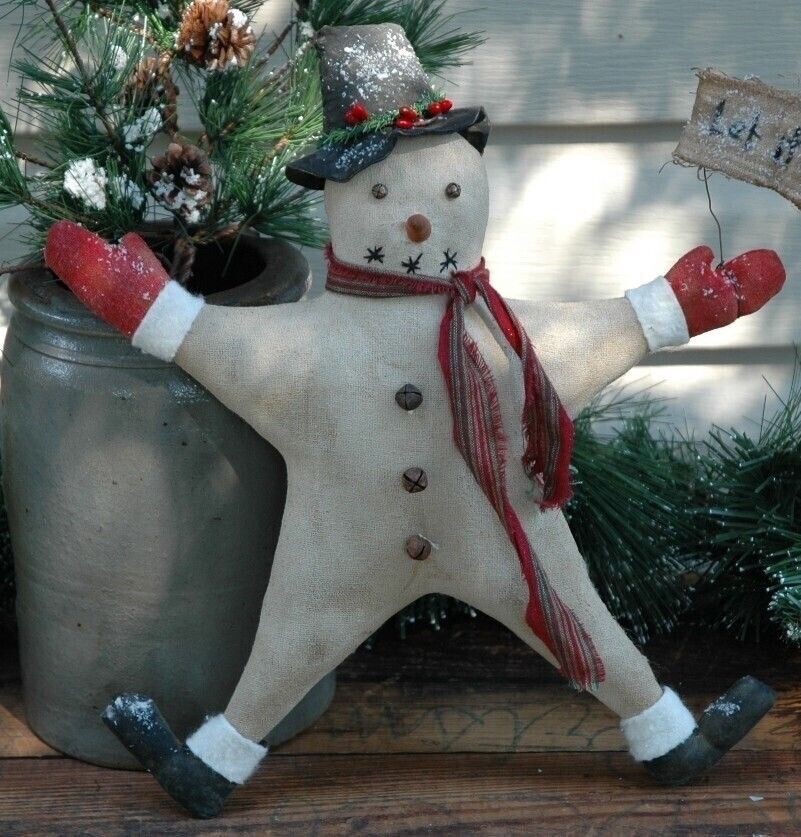 PATTERN Primitive Snowman Doll Ornie Let It Snow Christmas Ornament ...